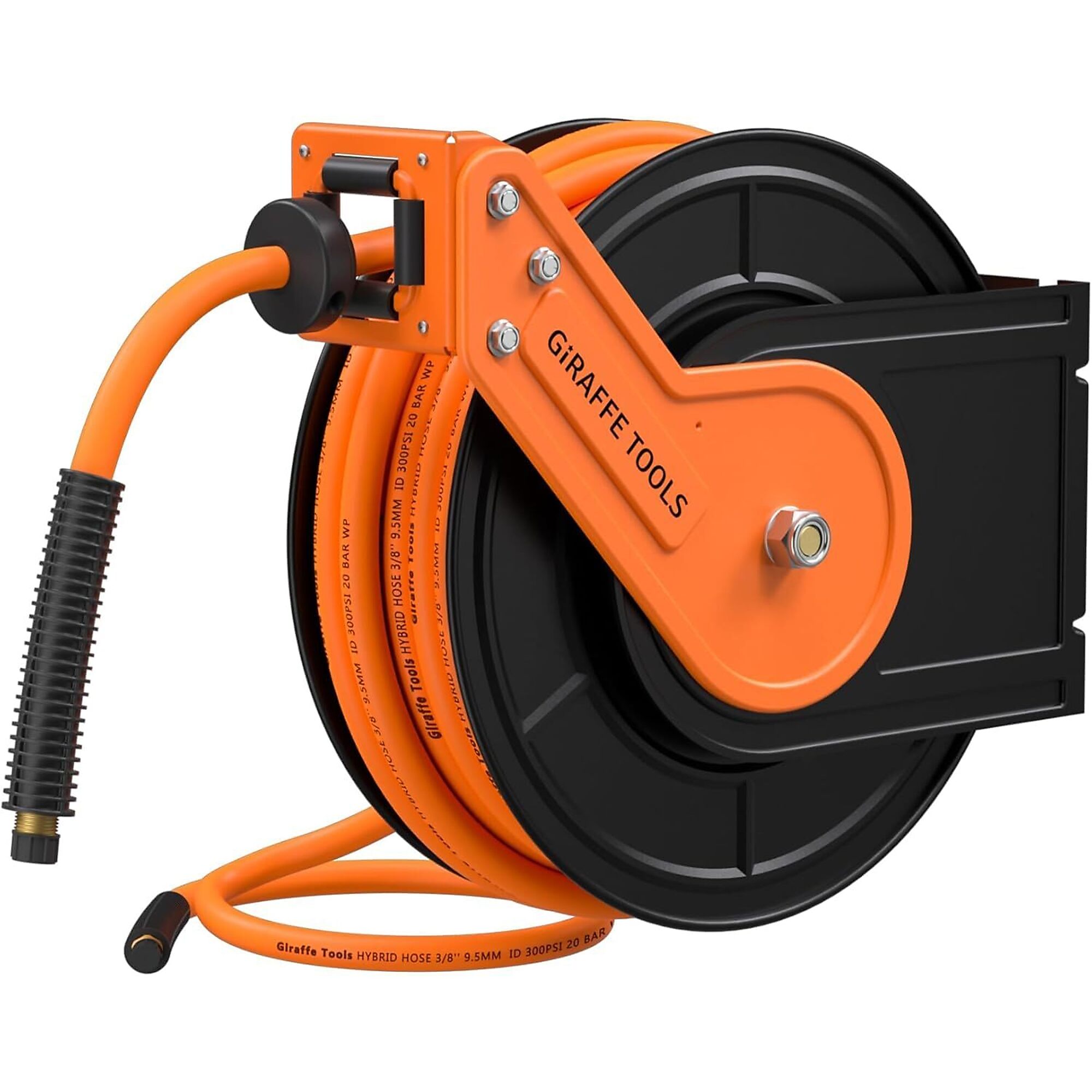 Giraffe Tools, Air Hose Reel 3/8in. 50ft. HD 300PSI w/o Bracket, Hose Diameter 3/8 in, Hose ...